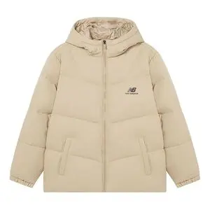 NEW BALANCE Logo Print Padded Down Jacket - Beige