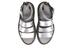 Dr. Martens Clarissa Metallic Ankle Strap Sandals - Silver