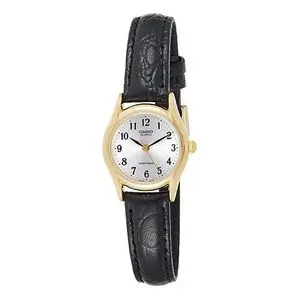 Casio Analog Quartz Watch With Leather Band - Silver