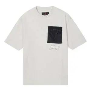 Nike Alphabet Printing Patch Pocket Round Neck Short Sleeve Asia Edition Gray T-shirt - Default Colorway