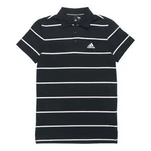 Adidas Yarn Dye Stripe Short Sleeve Polo Shirt - Black