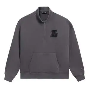 LI-NING Logo Half Zip Sweatshirt 'dark Grey - Dark Grey/black