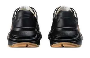 Gucci Rhyton Leather Tiger Print Sneakers - Black/orange