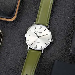 Casio Quartz Analog Watch With Leather Strap