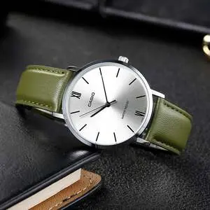 Casio Quartz Analog Watch With Leather Strap