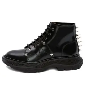 Alexander McQueen Leather Studded Ankle Boots - Black