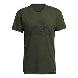Adidas Adidas Three-bar Tee Logo Printing Training Sports Short Sleeve Green Green