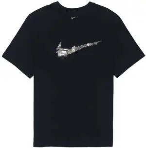 Nike Cartoon Pattern Large Logo Printing Round Neck Casual Short Sleeve Black