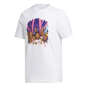 Adidas Shanghai Tee Cartoon Printing Basketball Sports Short Sleeve - White