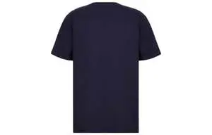 Dior Ss22 Embroidered Plain Weave Knit Short Sleeve Navy T-shirt