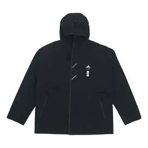 Adidas Wj Wv Jkt Martial Arts Series Logo Hooded Fleece Lined Sports Jacket - Black