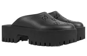 Gucci Platform Perforated G Sandal Rubber