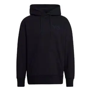 Adidas Y-3 Solid Color Hoodie With Logo Detail - Black
