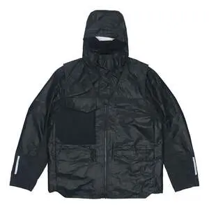 Nike Splicing Hooded Padded Windbreaker Jacket - Black