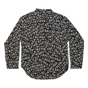 Balenciaga Logo Strips Minimal Shirt Medium Fit - Black