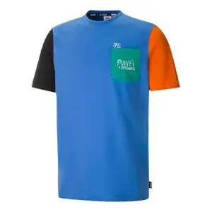 PUMA X Mr Doodle Crossover Casual Sports Round Neck Short Sleeve Blue - Default Color