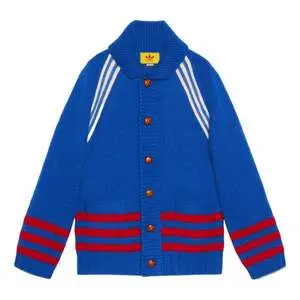 Gucci X Adidas Intarsia Wool Cardigan - Blue