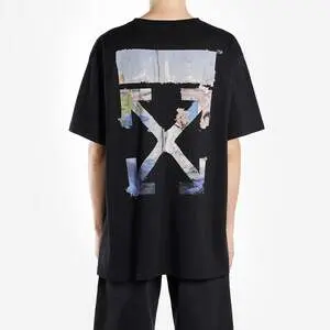 Off-White Oversize Painting Arrow Printing Cotton Round Neck Short Sleeve Loose Fit