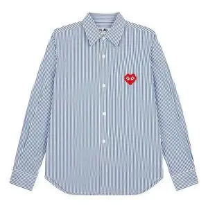 Play Comme Des Garcon Striped Shirt Red Emblem - Blue