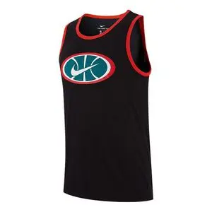 Nike Logo Printing Contrasting Colors Sports Basketball Vest - Black