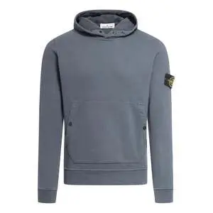 Stone Island Logo Patch Ribbed Hoodie - Grey