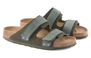 BIRKENSTOCK Uji Nubuck Suede Leather Sandals - Green