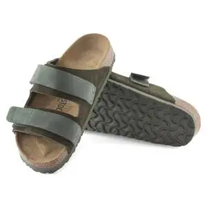 BIRKENSTOCK Uji Nubuck Suede Leather Sandals - Green