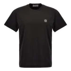 Stone Island Garment Dyed Logo T-shirt - Black