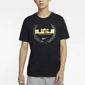 Nike Dri-fit Lebron Logo Round Neck Quick Dry Basketball Sports Short Sleeve - Black