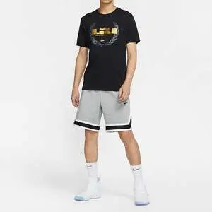 Nike Dri-fit Lebron Logo Round Neck Quick Dry Basketball Sports Short Sleeve - Black