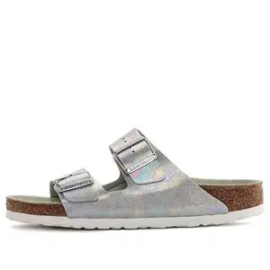 BIRKENSTOCK Arizona Vegan Microfiber Sandals - Silver/green