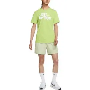 Nike Large Alphabet Logo Printing Round Neck Casual Sports Short Sleeve Green - Multi-color