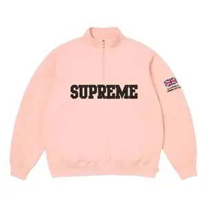 Supreme Ss26 Shop Flag Half Zip Pullover - Light Pink