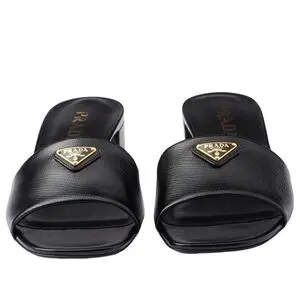 Prada Saffiano Patent Leather Sandals - Black