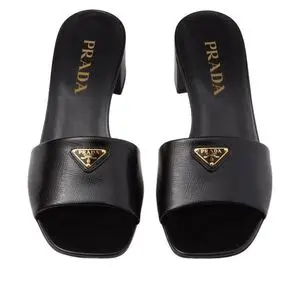 Prada Saffiano Patent Leather Sandals - Black
