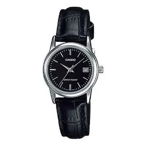 Casio Quartz Analog Leather Watch - Black