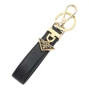 Prada Saffiano Leather Keychain - Black/gold