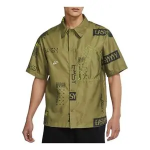 Nike Alphabet Pattern Cashew Short Sleeve Shirt Green