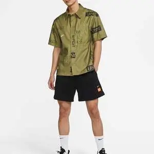 Nike Alphabet Pattern Cashew Short Sleeve Shirt Green