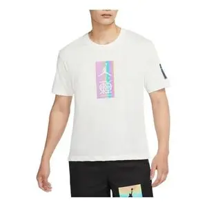 JORDAN Solid Color Round Neck Pullover Brand Reflective Short Sleeve T-shirt White - Default Colorway