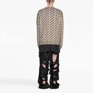Balenciaga Allover Logo Fine Knit Sweater