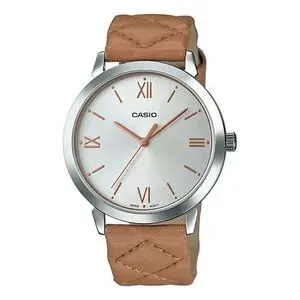 Casio Leather Watch With Buckled Strap - White
