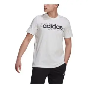 Adidas Casual Sports Logo Solid Color Round Neck Short Sleeve White T-shirt - Default Color