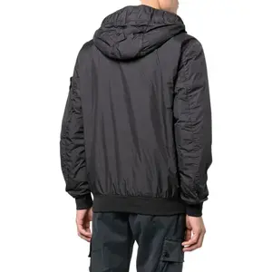 Stone Island Crinkle Reps Zip-up Jacket With Pocket Detail - Black