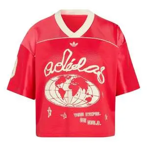 Adidas Cropped Soccer Jersey With Global Graphic - Pure Ruby
