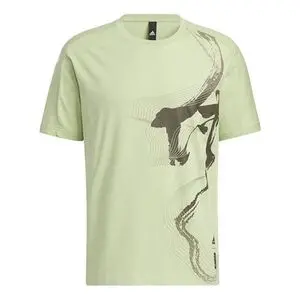 Adidas Wj Gfx Story Pattern Printing Round Neck Short Sleeve Green T-shirt - Default Color