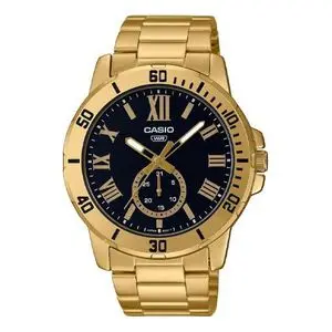 Casio Quartz Watch With Gold Tone Stainless Steel Link Bracelet
