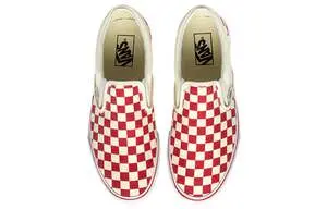 VANS Checkerboard Classic Slip-on Sneakers - Red/white