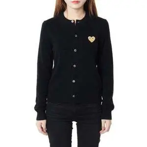 Play Comme Des Garcon Cardigan With Gold Emblem - Black