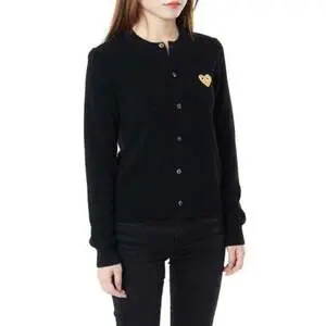Play Comme Des Garcon Cardigan With Gold Emblem - Black